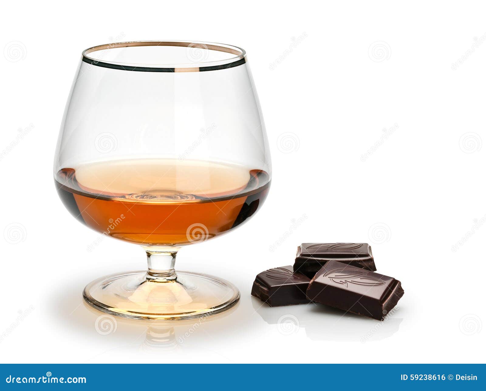 Chocolate and Cognac in a Glass Stock Photo - Image of transparent ...