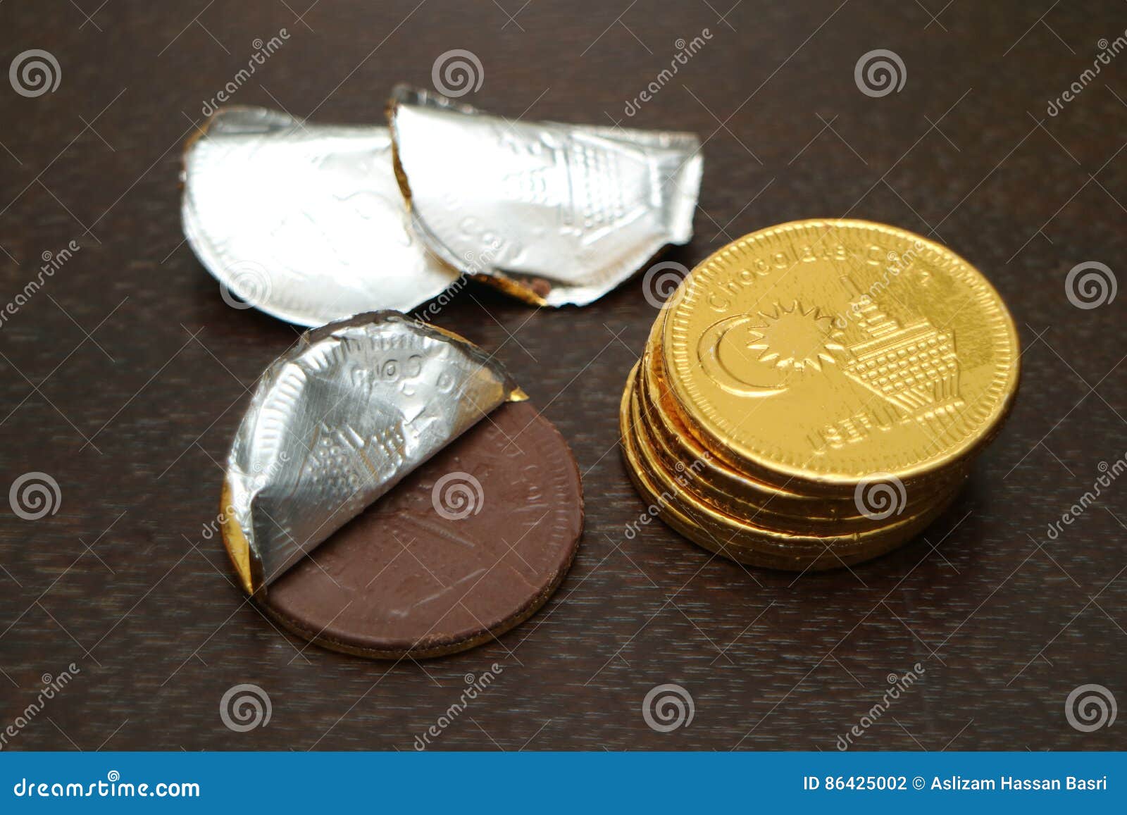 Chocolate coin stock photo. Image of metal, chocolate - 86425002