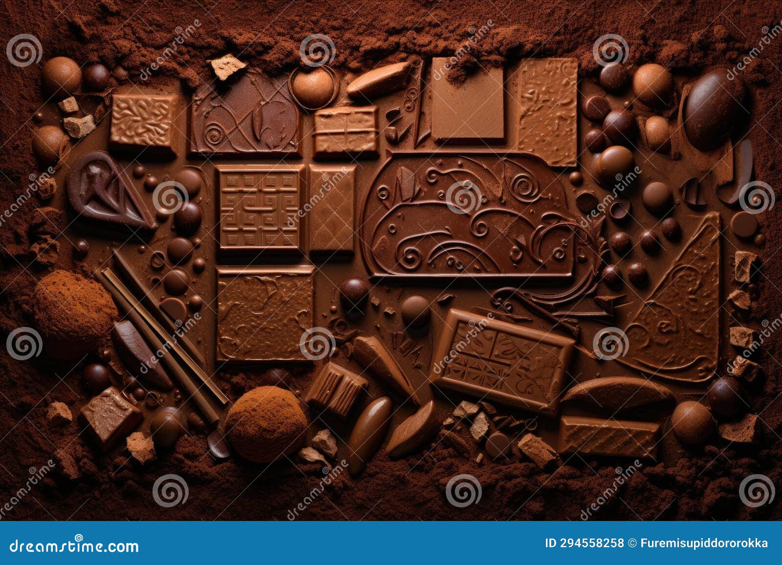 Chocolate Collage Using Chocolate Textures and Sweets Stock ...