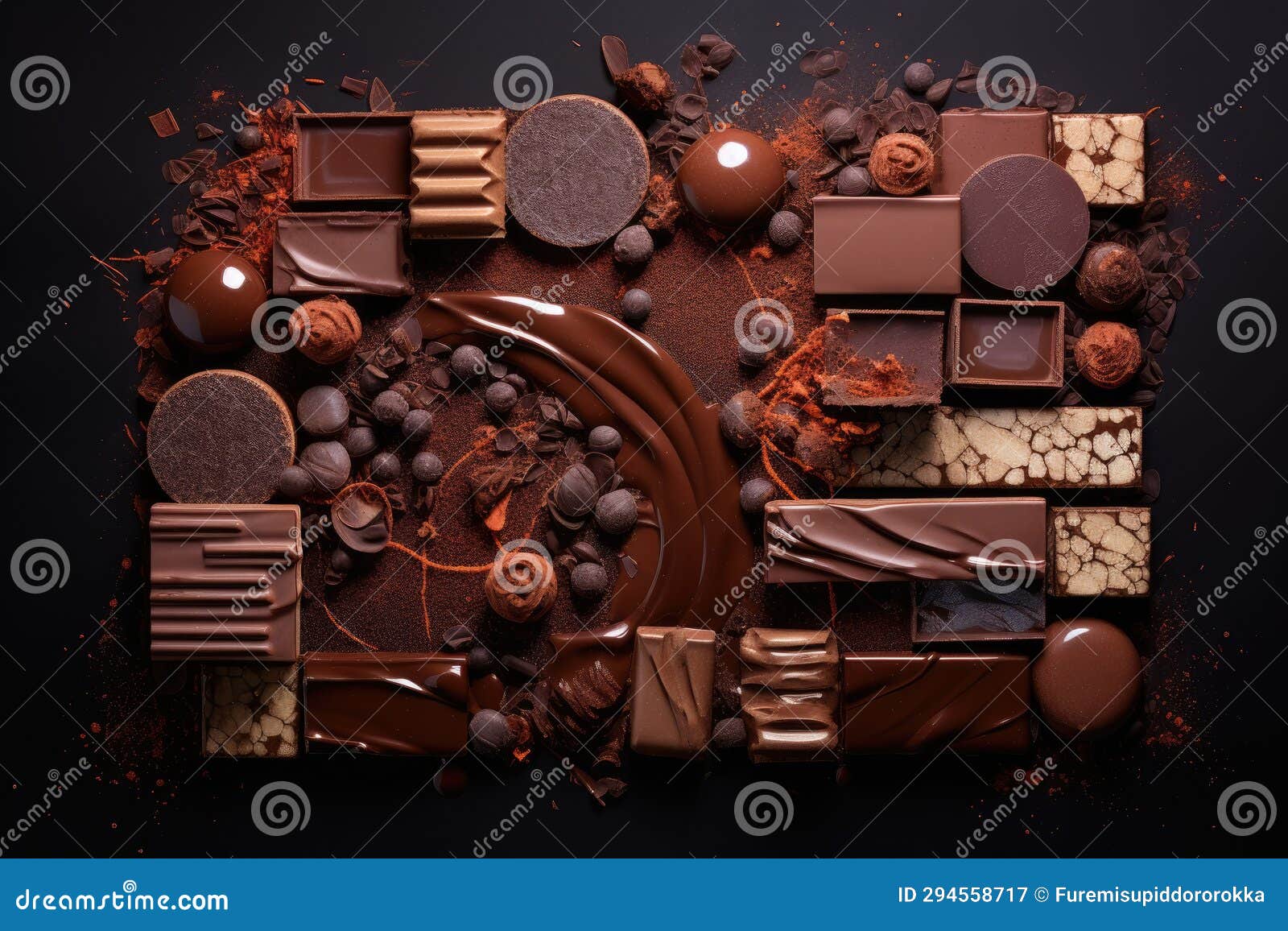 Chocolate Collage Using Chocolate Textures and Sweets Stock ...