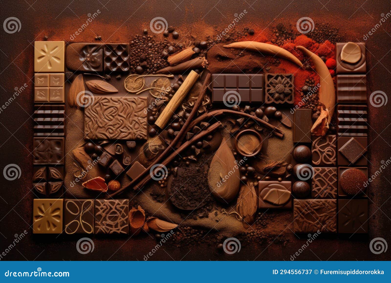Chocolate Collage Using Chocolate Textures And Sweets Stock Illustration Illustration Of