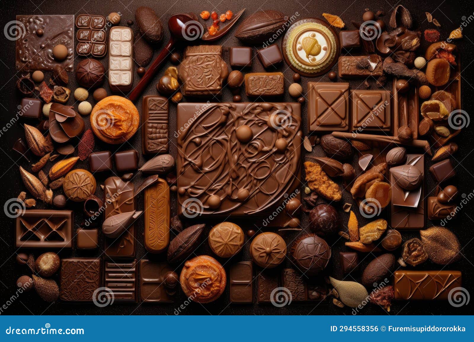 Chocolate Collage Using Chocolate Textures and Sweets Stock ...