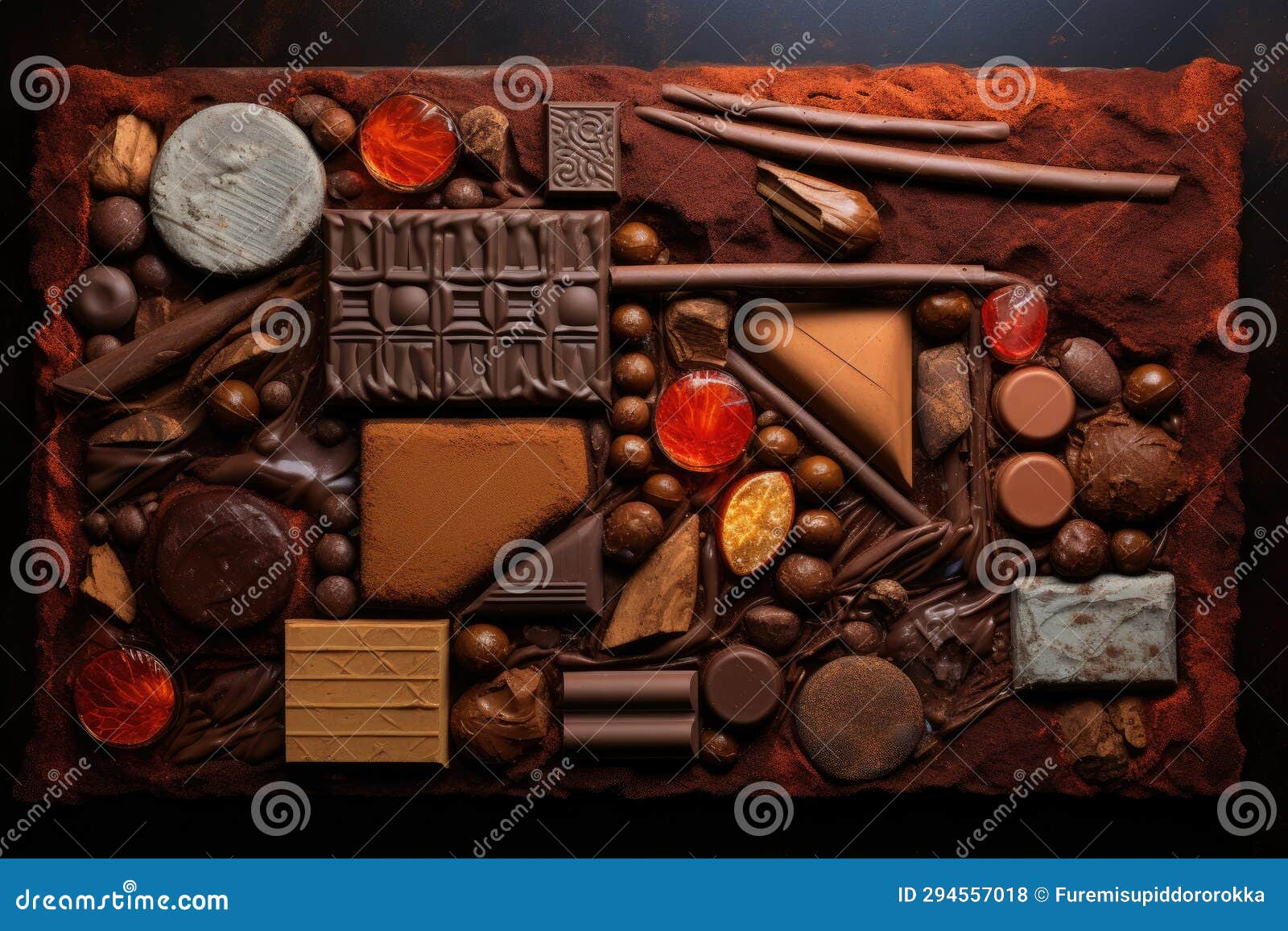 Chocolate Collage Using Chocolate Textures and Sweets Stock ...