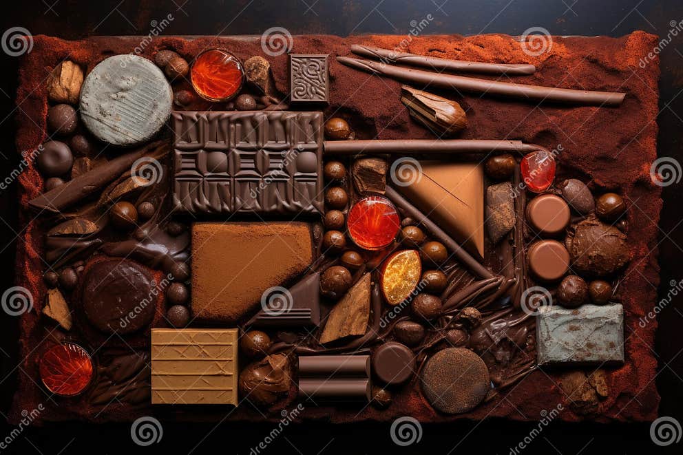 Chocolate Collage Using Chocolate Textures and Sweets Stock ...