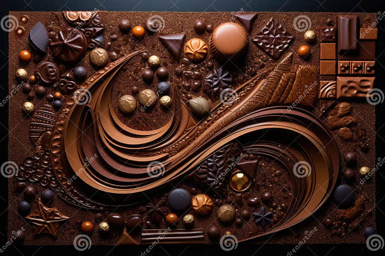 Chocolate Collage Using Chocolate Textures and Sweets Stock ...