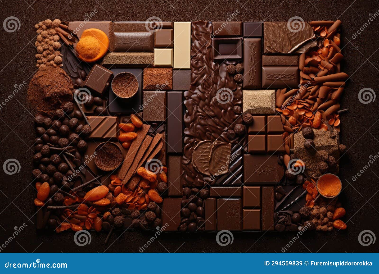 Chocolate Collage Using Chocolate Textures and Sweets Stock ...