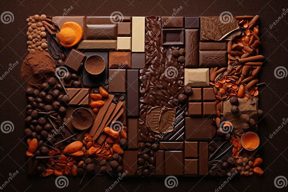 Chocolate Collage Using Chocolate Textures and Sweets Stock ...