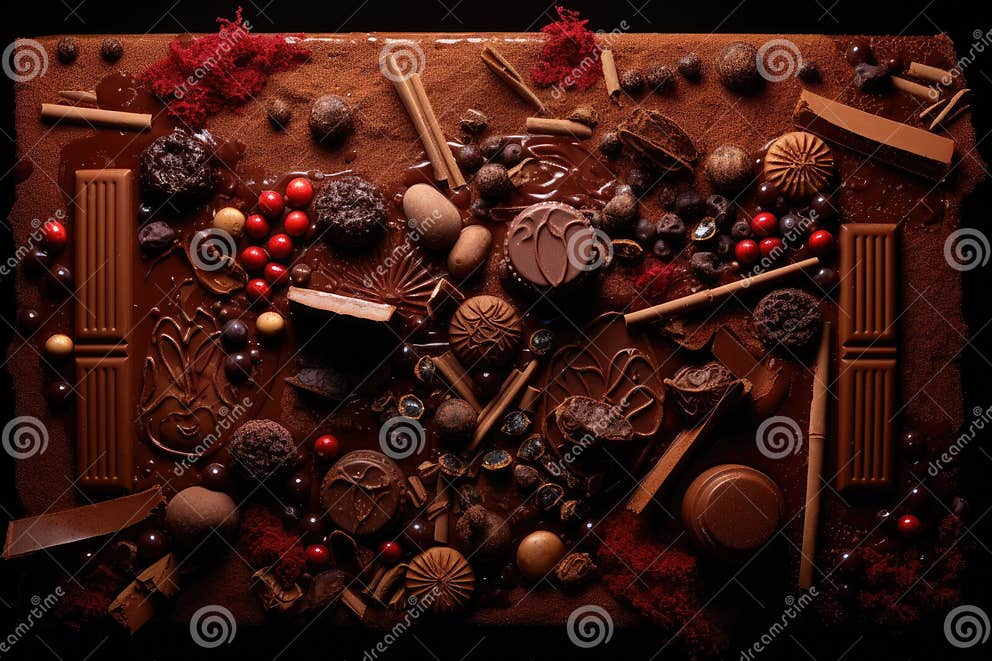 Chocolate Collage Using Chocolate Textures and Sweets Stock ...