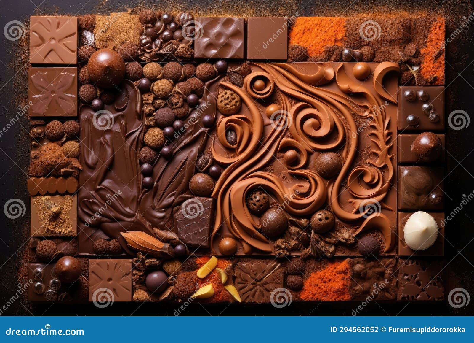 Chocolate Collage Using Chocolate Textures and Sweets Stock ...