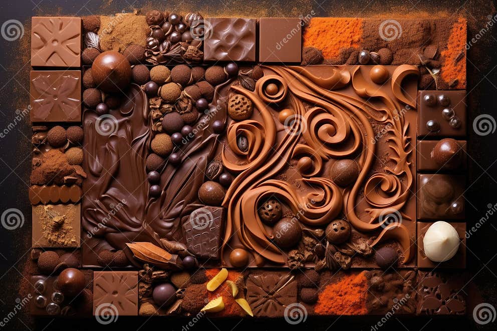 Chocolate Collage Using Chocolate Textures and Sweets Stock ...