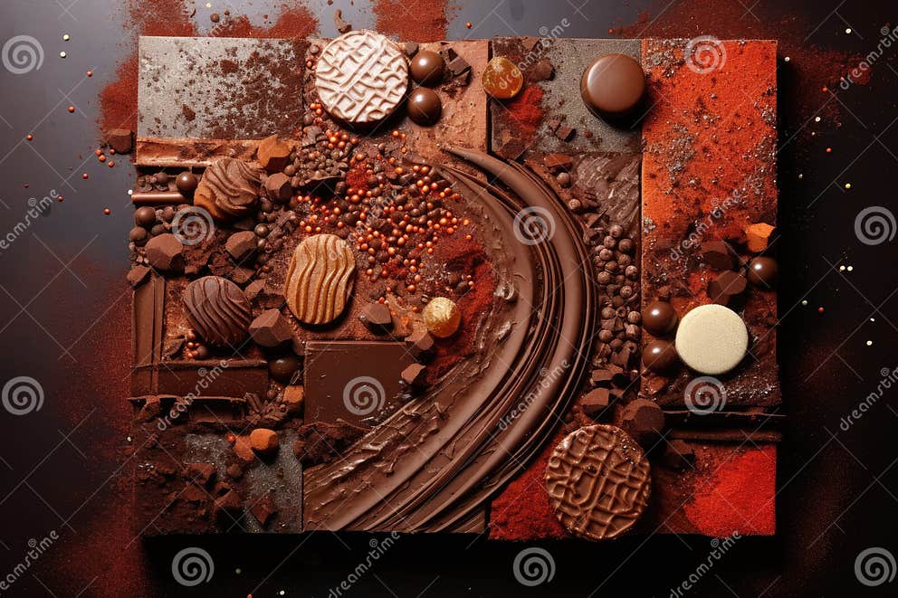 Chocolate Collage Using Chocolate Textures and Sweets Stock ...