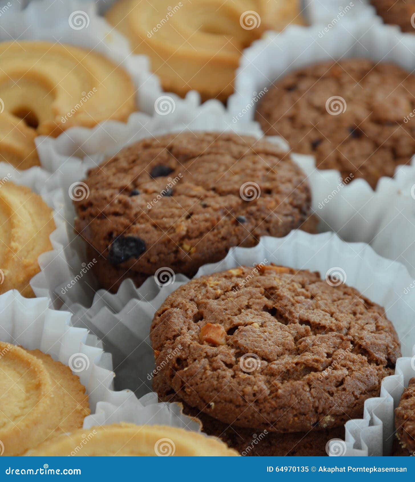 Chocolate Cookie in Paper Tray Stock Image - Image of snack, paper ...