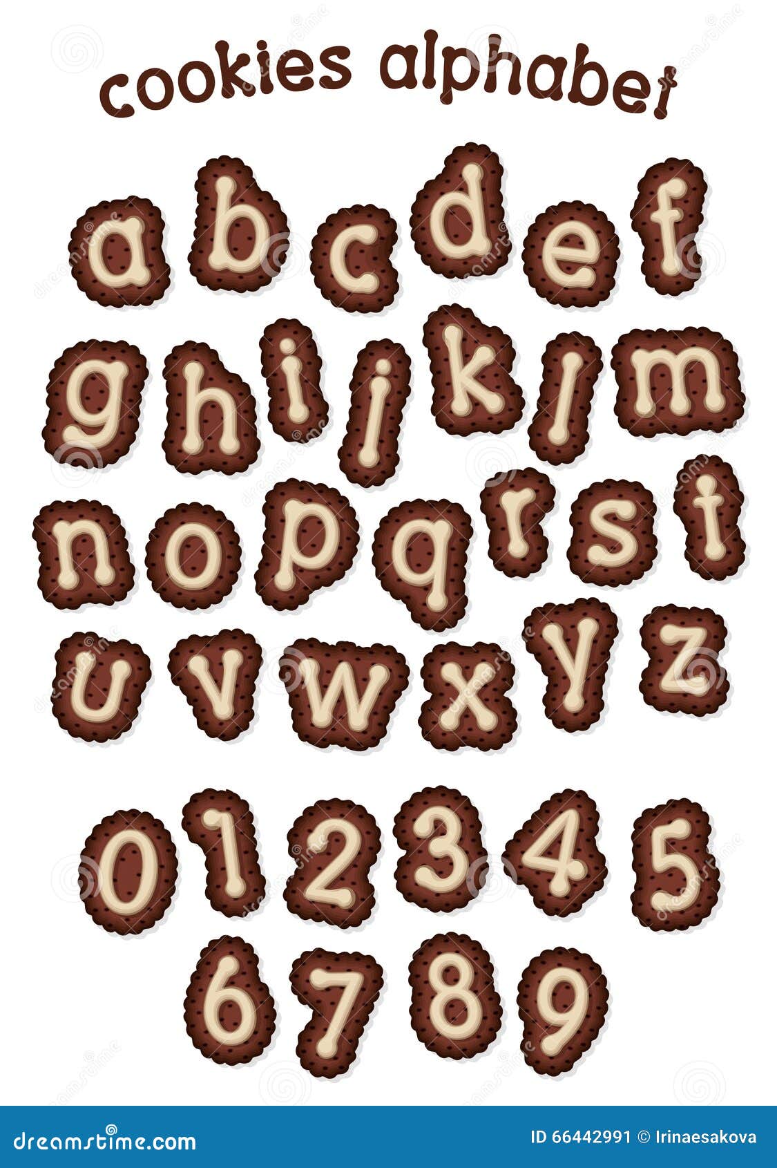 Chocolate cookies alphabet stock vector. Illustration of cookies - 66442991