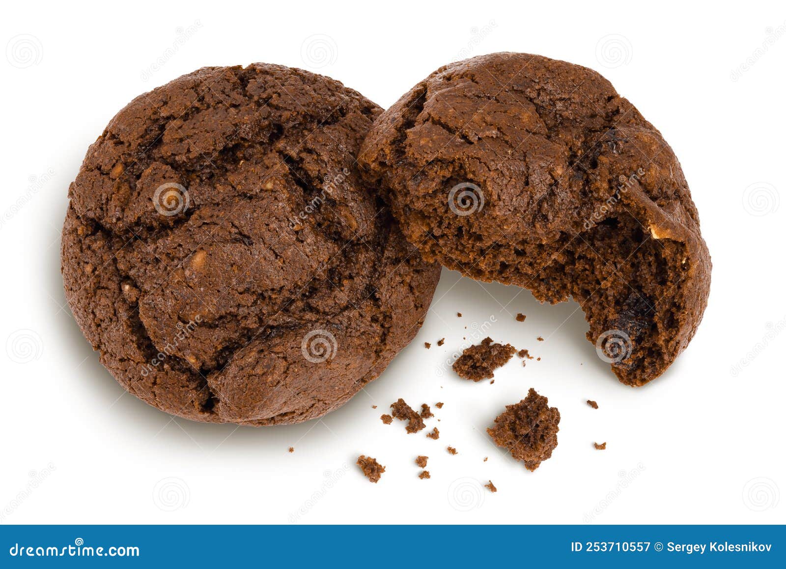 Chocolate Cookies Broken Isolated on White Background with Full Depth ...