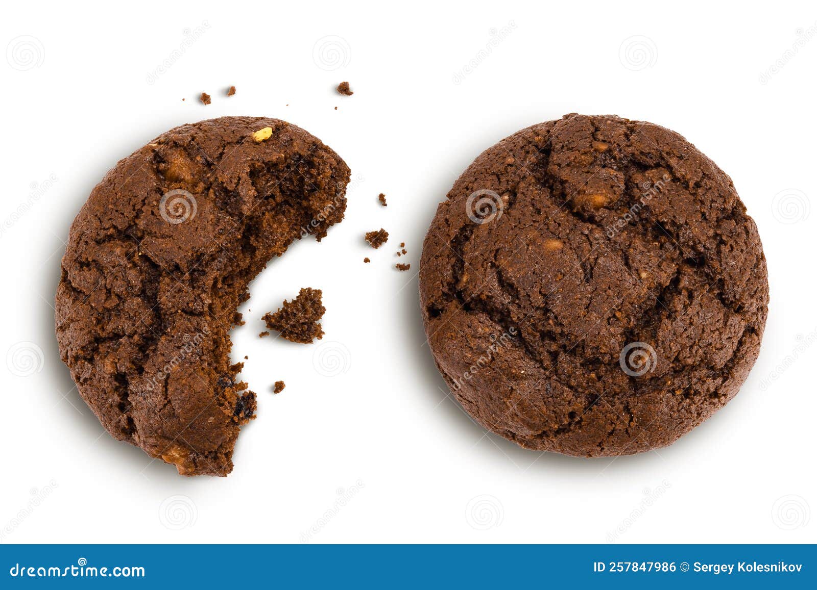 Chocolate Cookies Broken Isolated on White Background with Full Depth ...