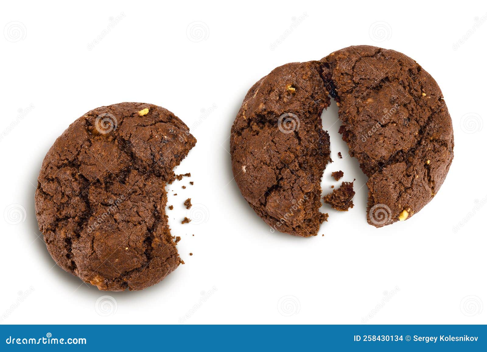 Chocolate Cookies Broken Isolated on White Background with Full Depth ...