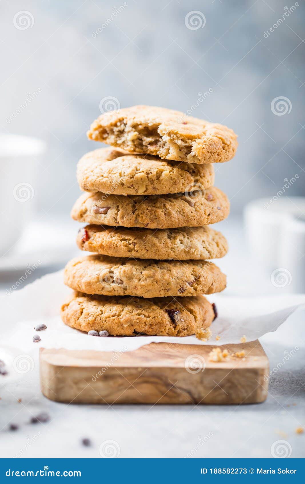 Chocolate Cookies on Concrete Table Stock Image - Image of cookies ...