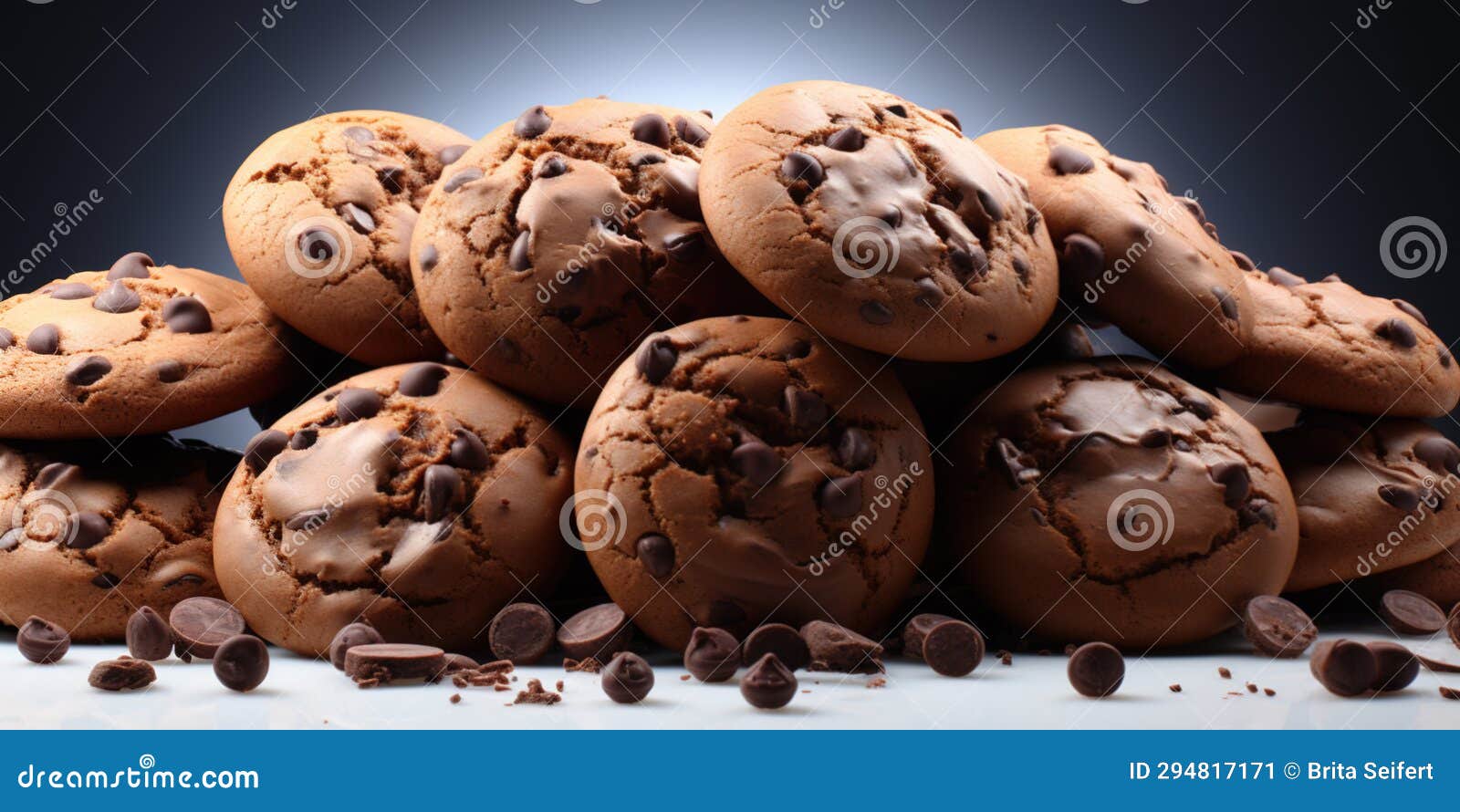 Chocolate Cookies on a Dark Backdrop Stock Illustration - Illustration ...