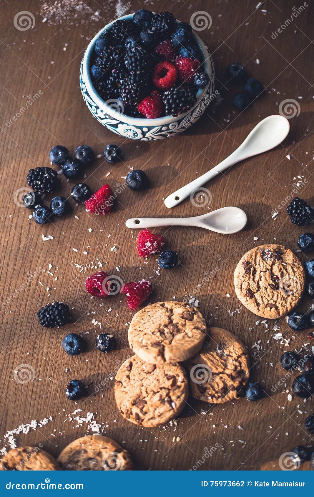 Chocolate Cookies with Fores Berries Stock Photo - Image of biscuits ...
