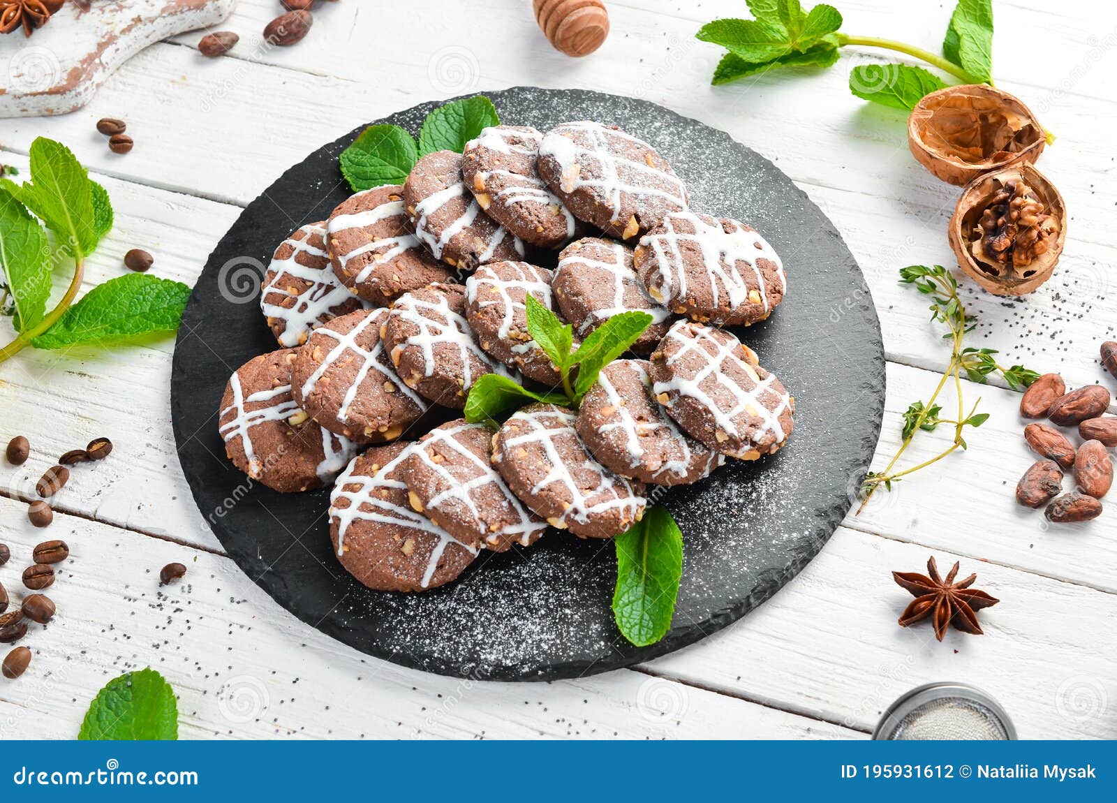 Chocolate Cookies with Peanuts. Baking Stock Photo - Image of pastry ...