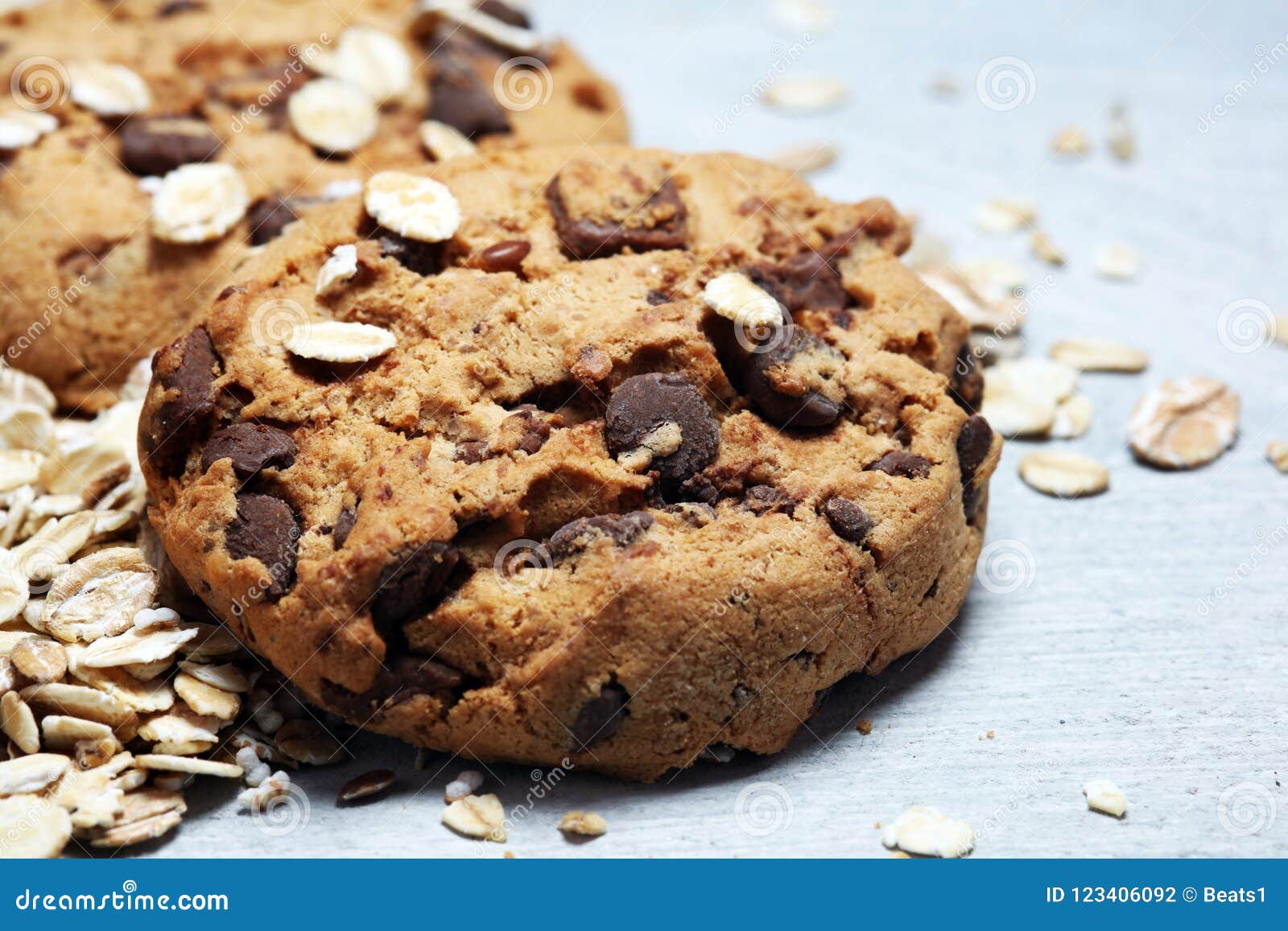 Chocolate Cookies on Rustic Table. Chocolate Chip Cookies and Co Stock ...