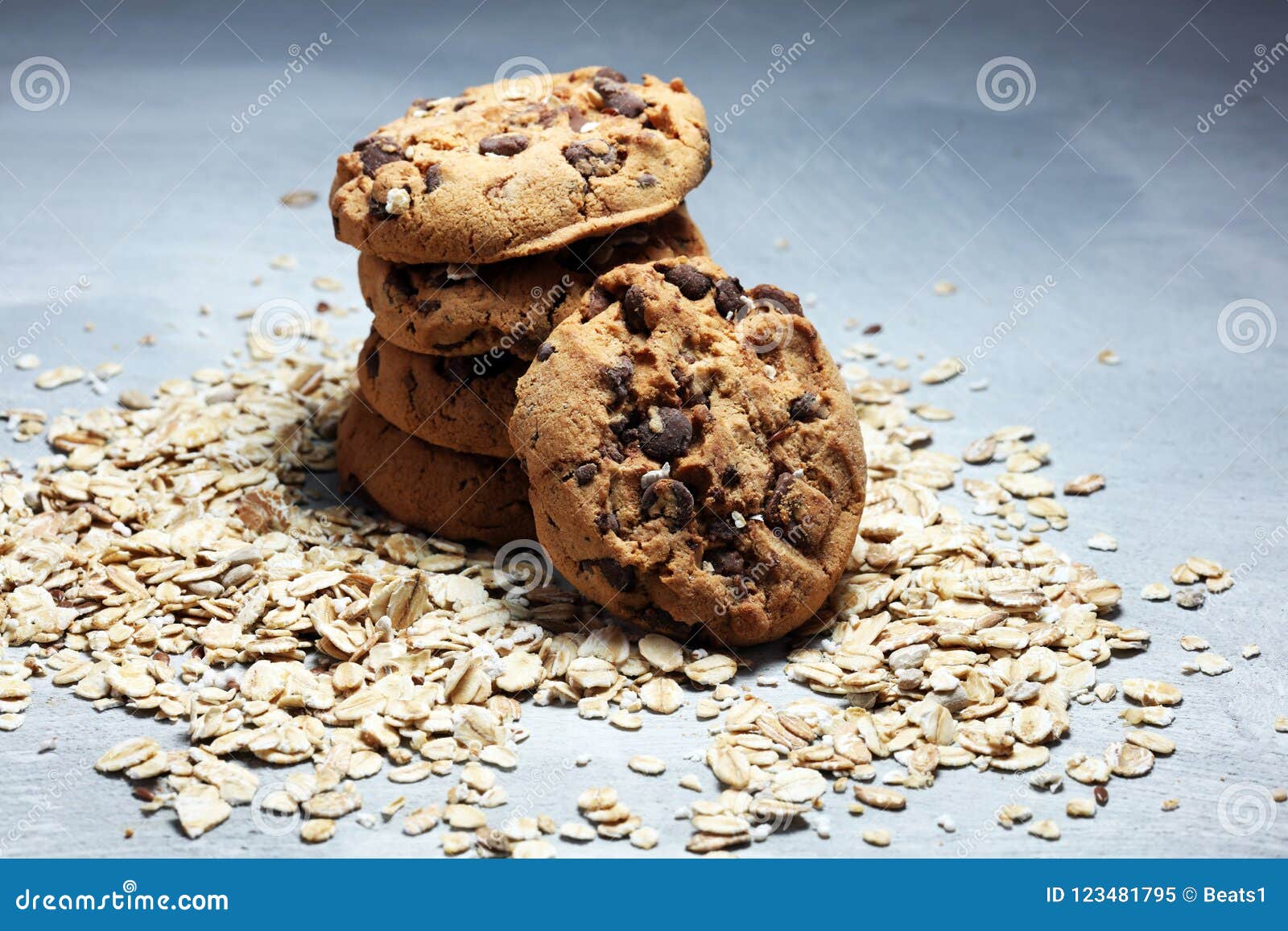 Chocolate Cookies on Rustic Table. Chocolate Chip Cookies and Co Stock ...