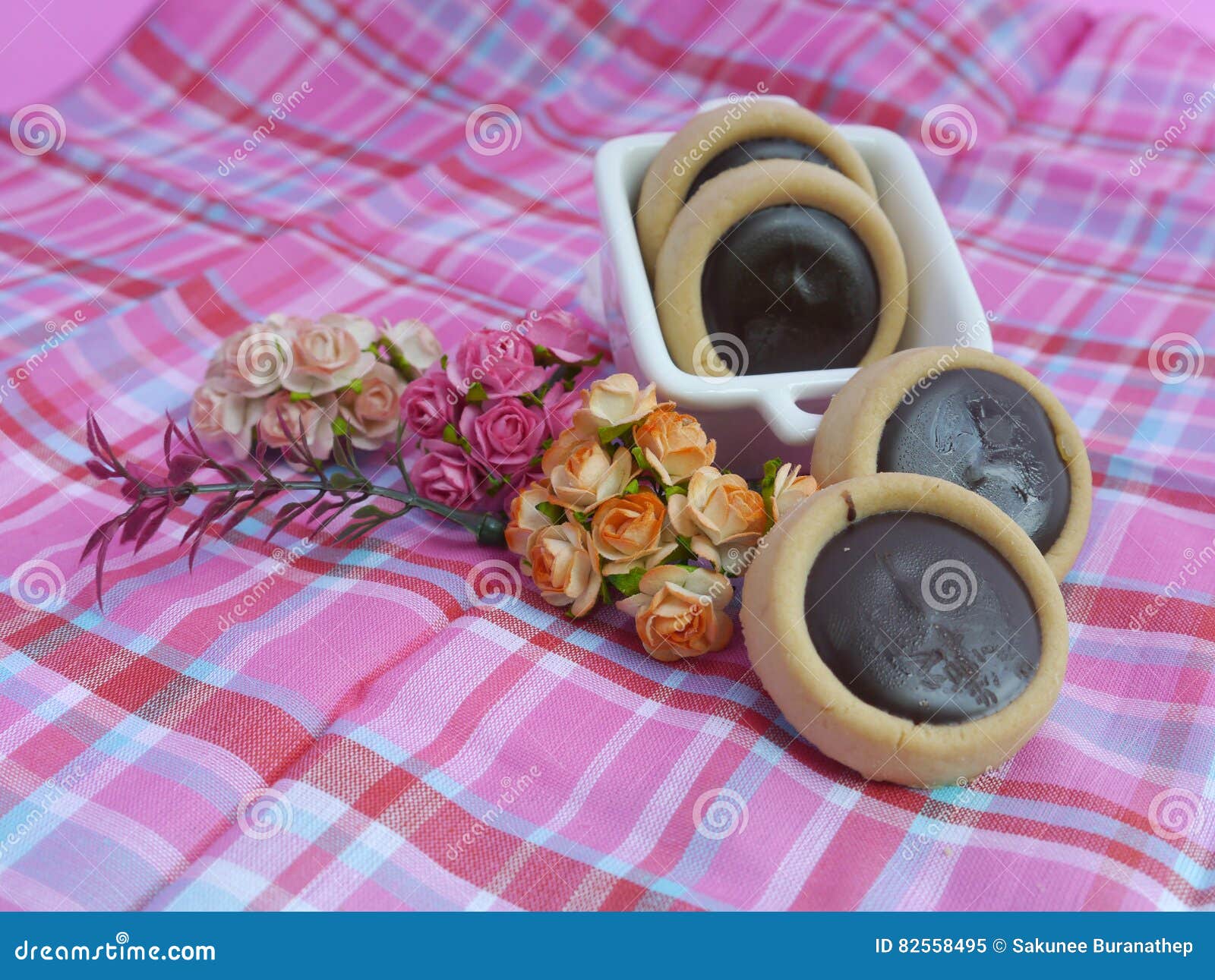 Chocolate Cookies stock image. Image of filled, shape - 82558495