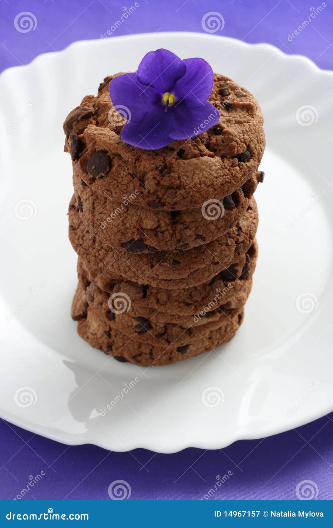 Chocolate Cookies with Violet Stock Image - Image of sweet, biscuit ...