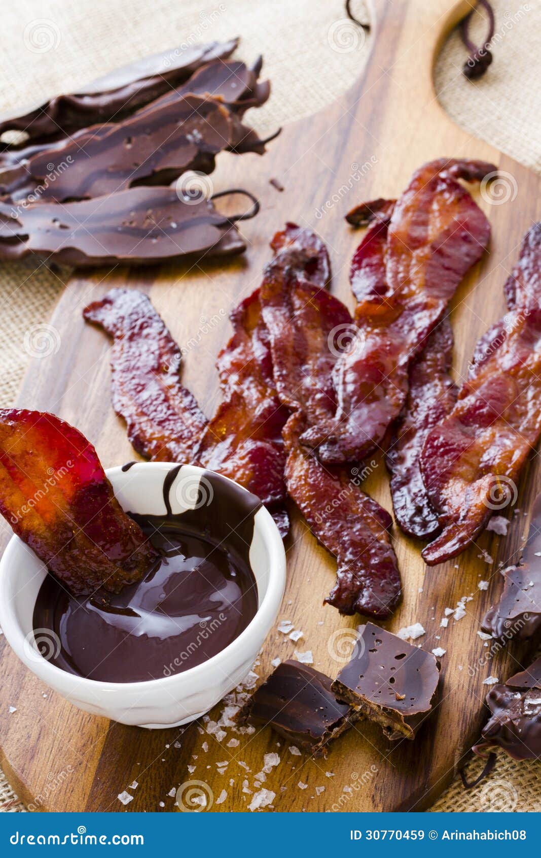 Chocolate covered bacon stock image. Image of sweets - 30770459