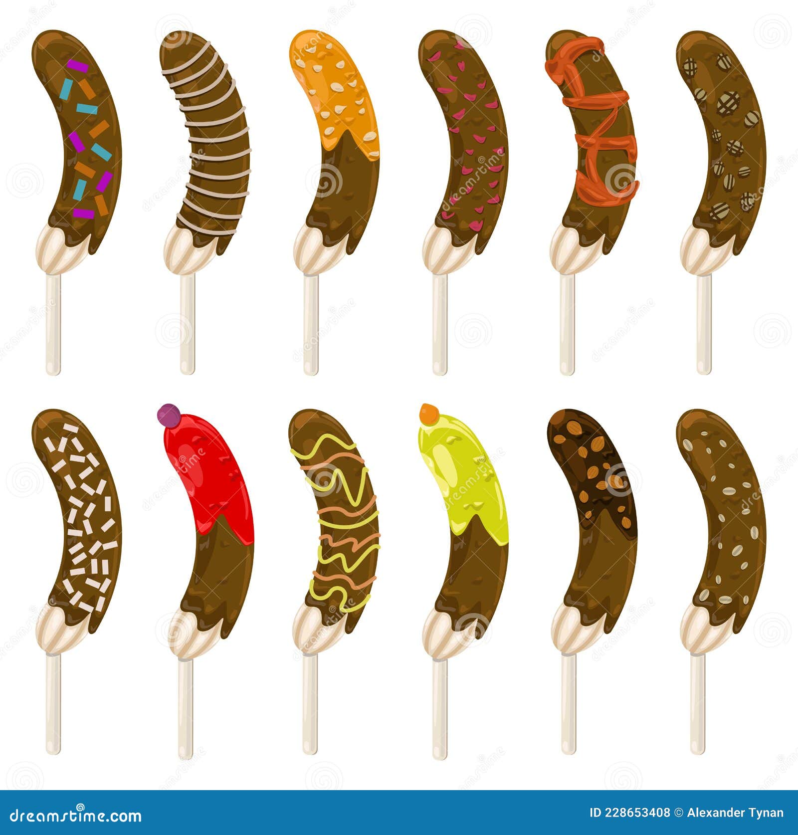 Chocolate Covered Bananas. Chocolate Covered Frozen Banana Pops Stock ...
