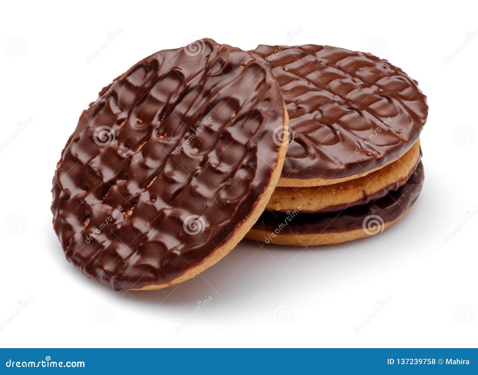 Chocolate Covered Biscuits on White Background Stock Photo - Image of ...
