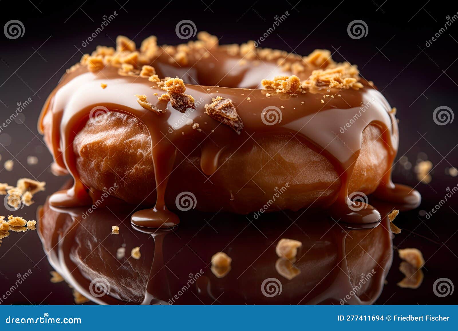 A Chocolate Covered Donut Sitting on Top of a Table. Generative AI ...