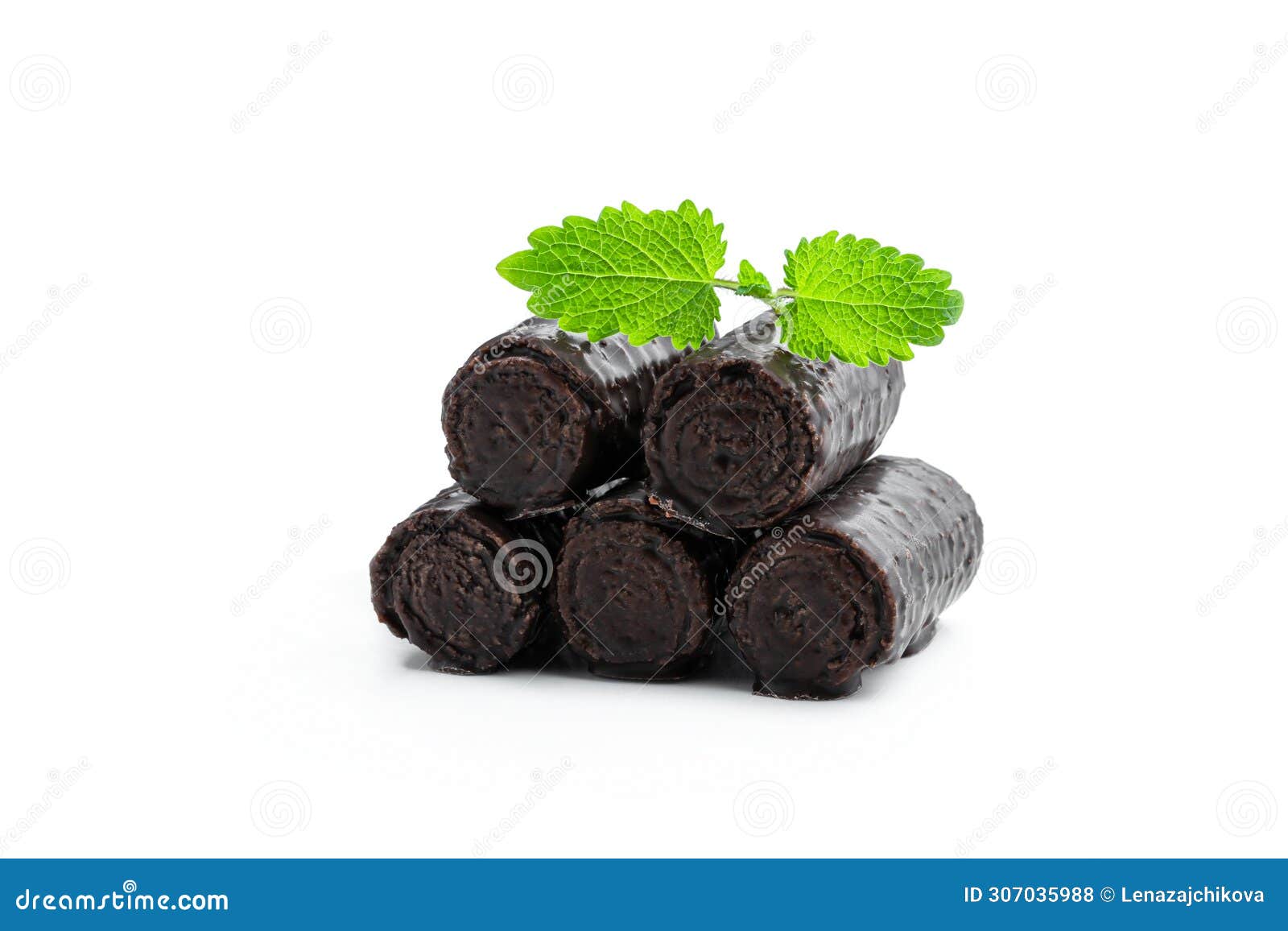 Chocolate Covered Waffer Rolls Isolated on White Stock Photo - Image of ...