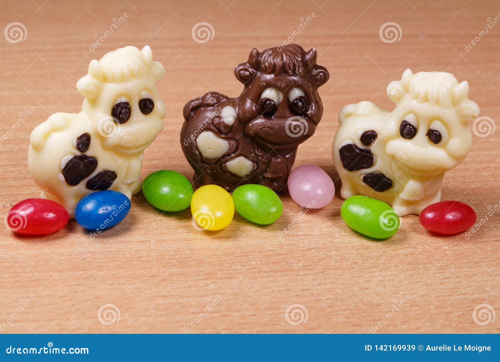 Chocolate Cows and Candies for Easter Stock Image - Image of animal ...