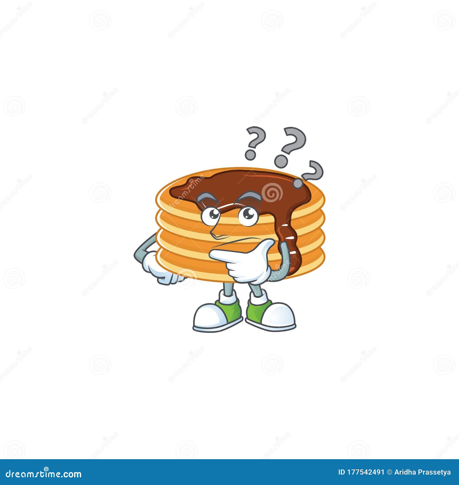 Chocolate Cream Pancake Mascot Design Concept Having Confuse Gesture ...