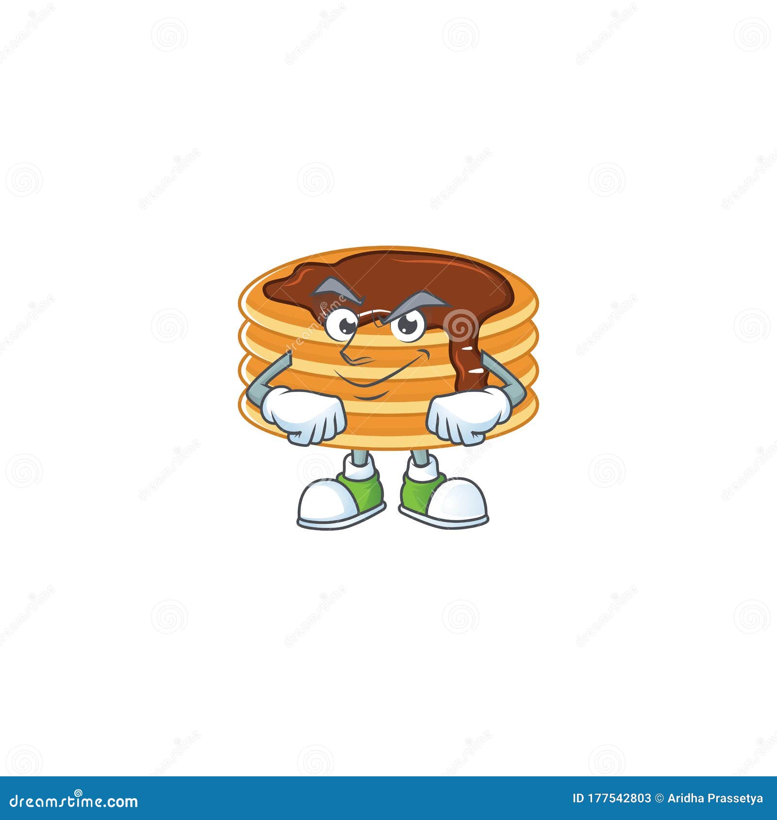Chocolate Cream Pancake Mascot Design Style with Grinning Face Stock ...