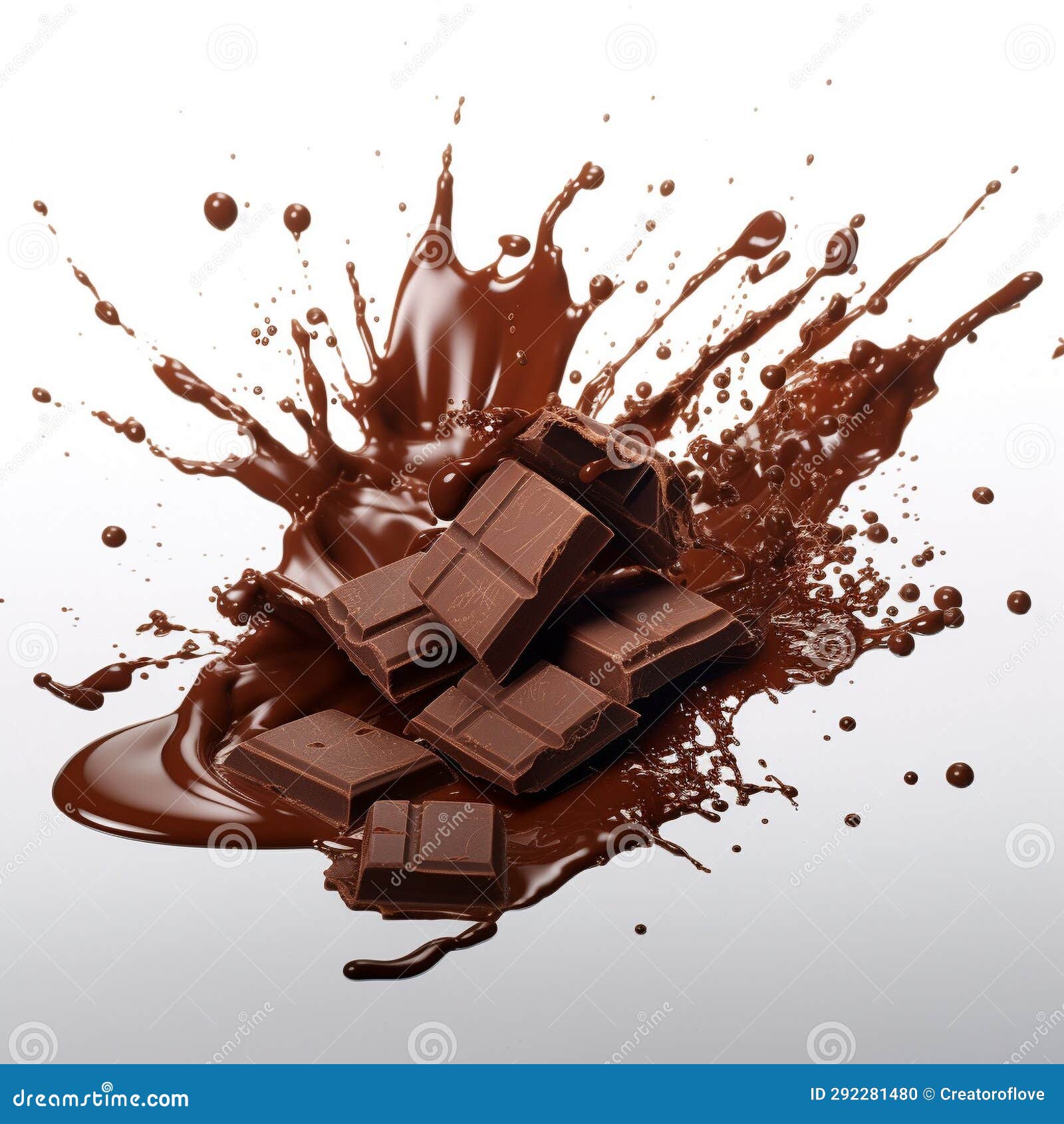 Chocolate with Cream Splash on the White Background Generative AI Stock ...