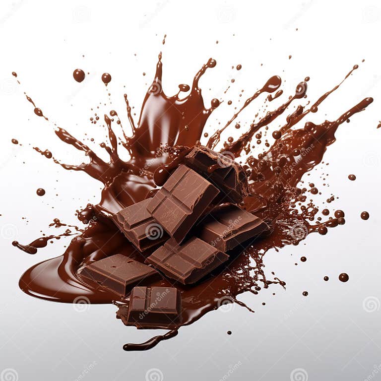 Chocolate with Cream Splash on the White Background Generative AI Stock ...