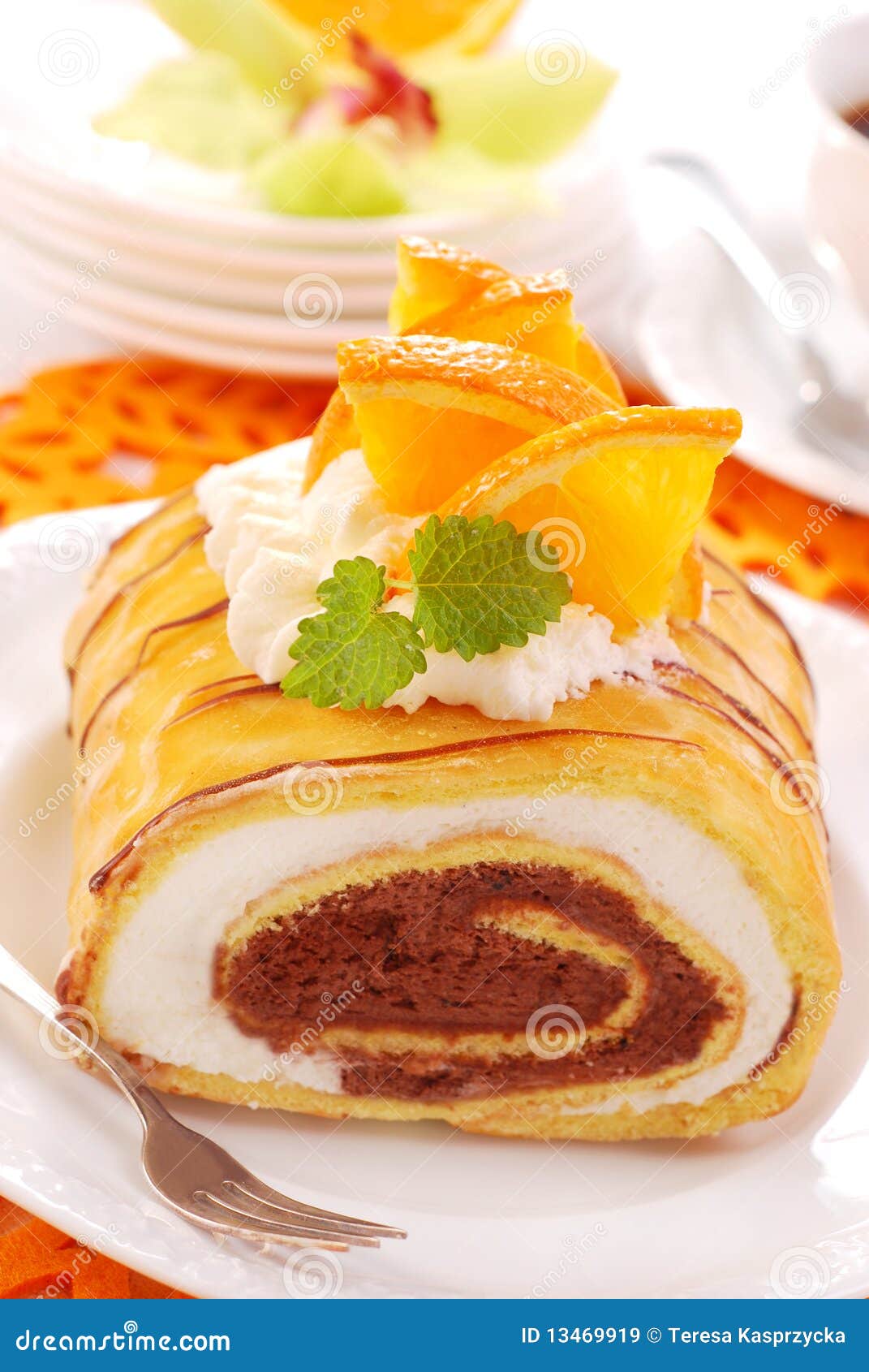 Chocolate-creamy roulade stock image. Image of roulade - 13469919