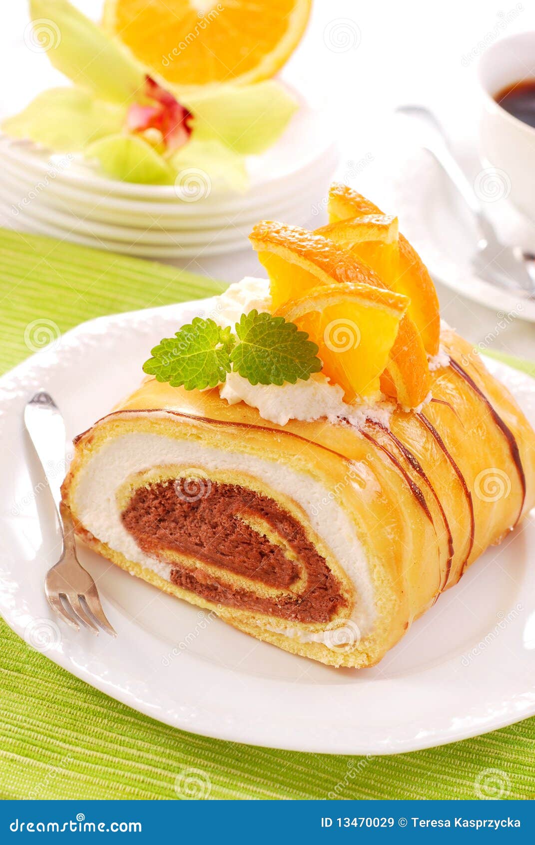 Chocolate-creamy roulade stock image. Image of roll, event - 13470029