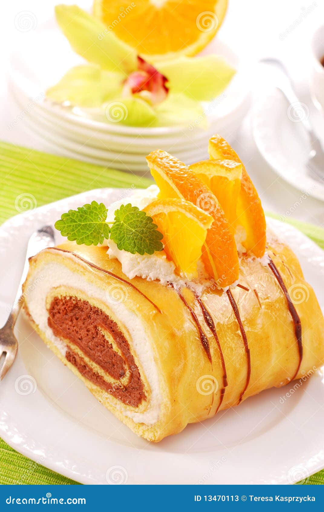 Chocolate-creamy roulade stock image. Image of cream - 13470113