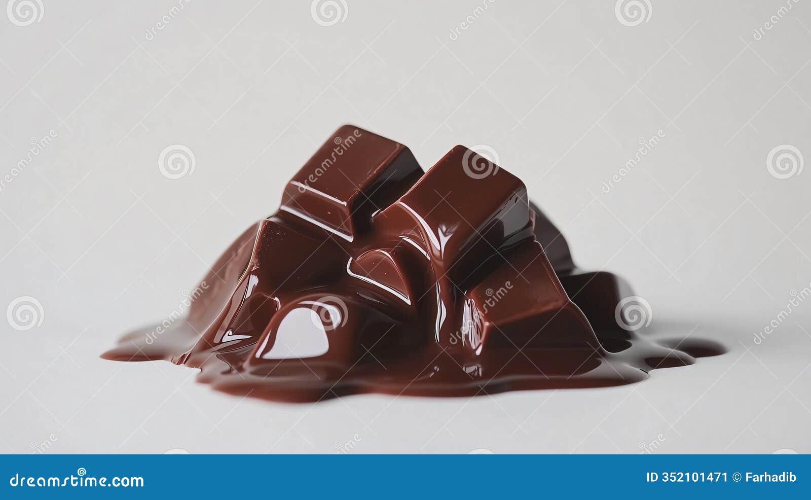 Chocolate Cubes Melting on White Background Stock Illustration ...