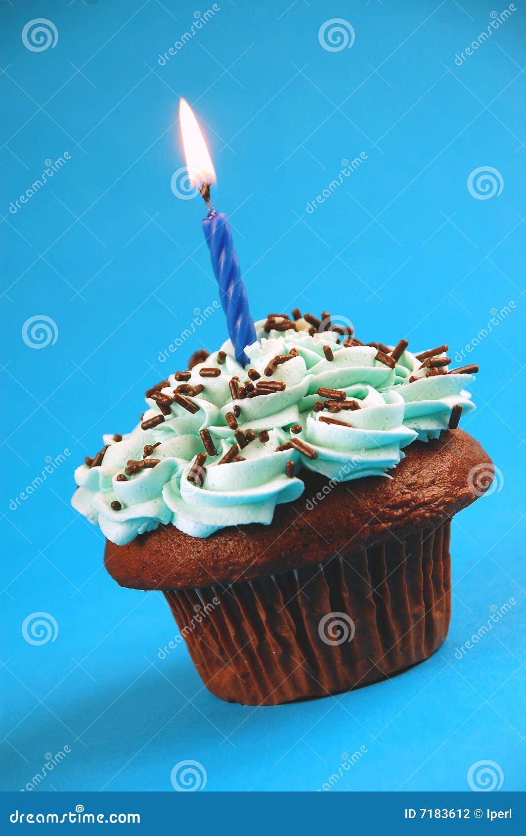 Chocolate Cupcake with Candle Stock Photo - Image of icing, celebrate ...