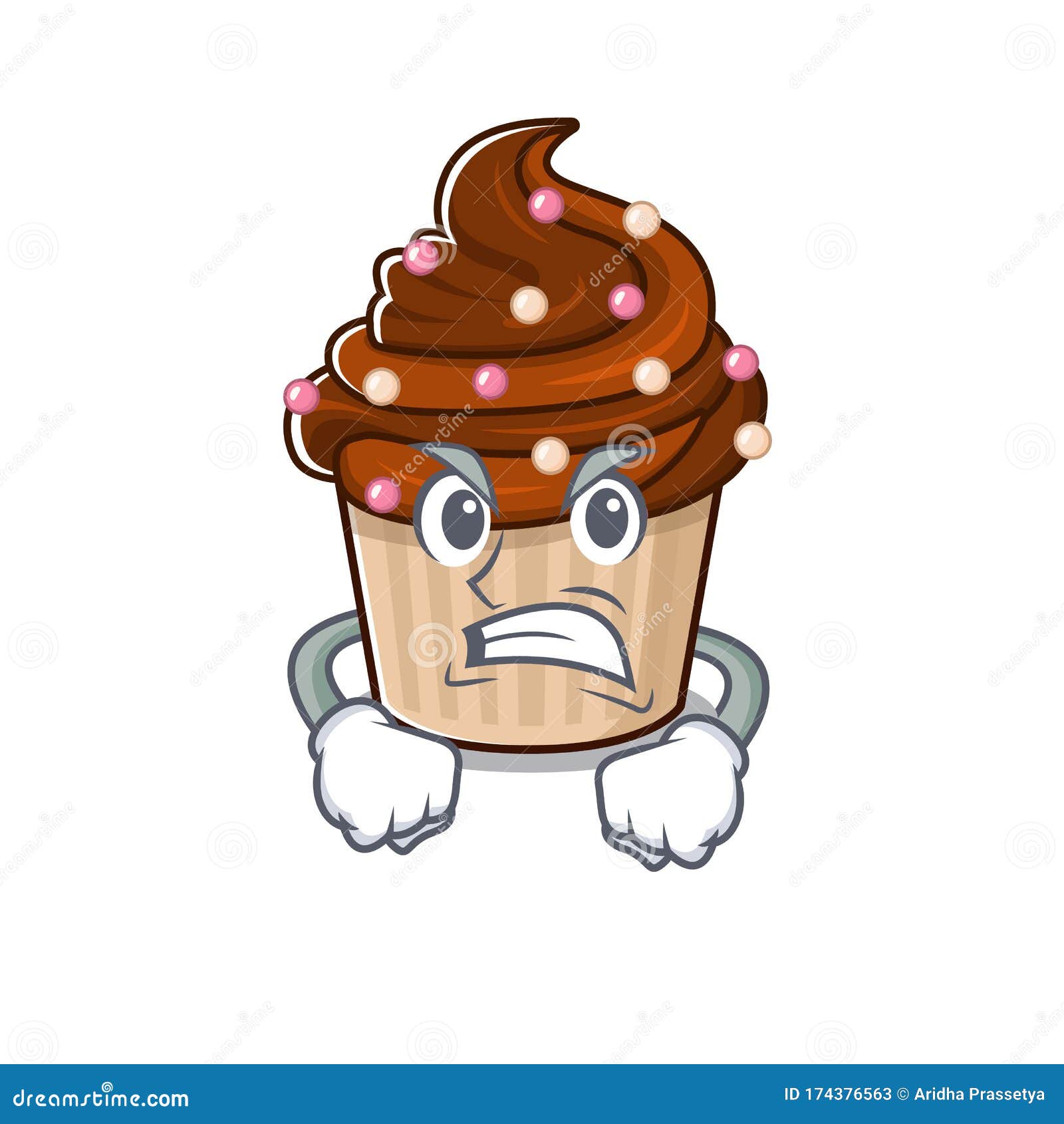 Chocolate Cupcake Cartoon Character Style Having Angry Face Stock ...