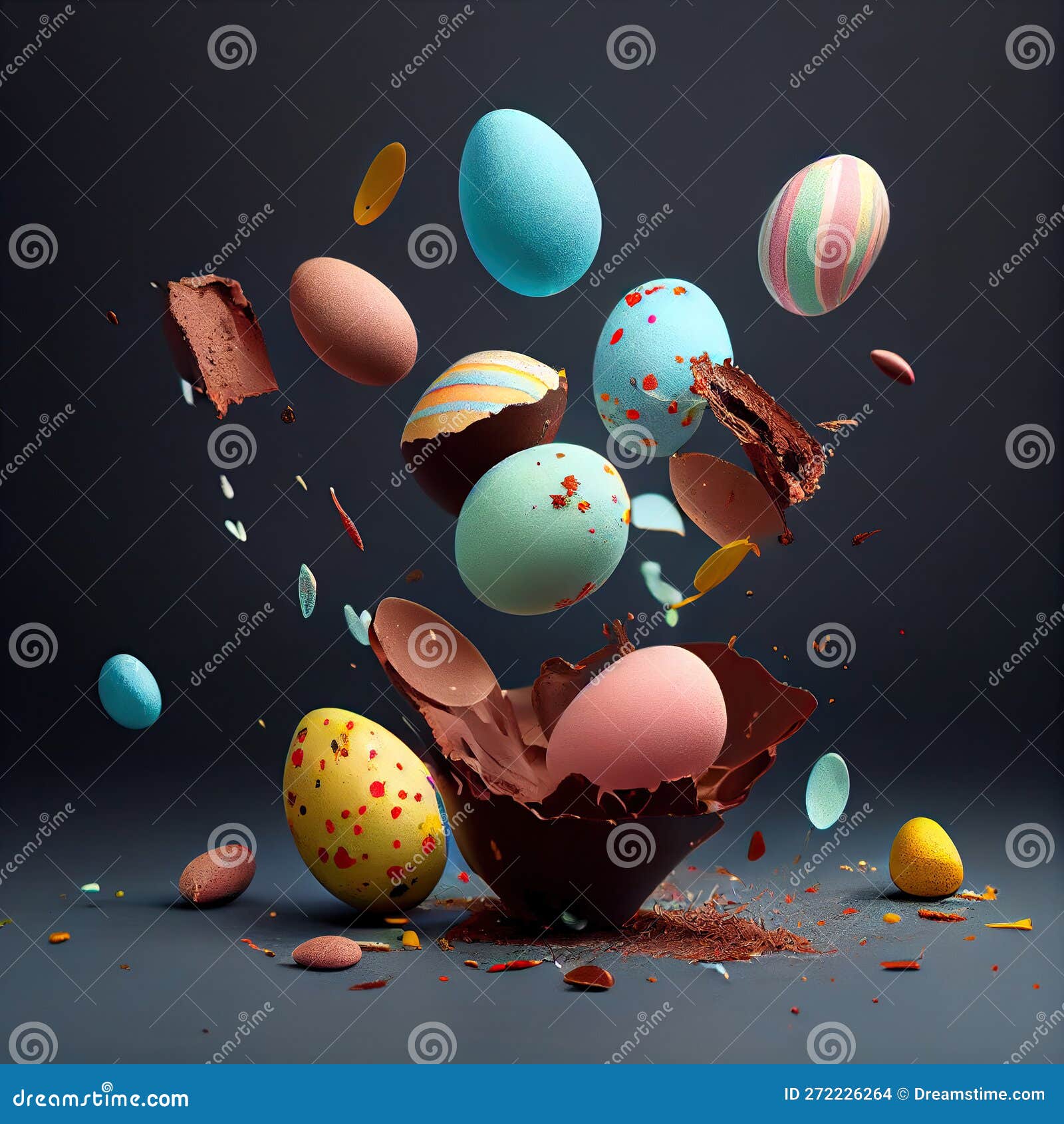 A Chocolate Cupcake Exploding with Easter Eggs Stock Illustration ...