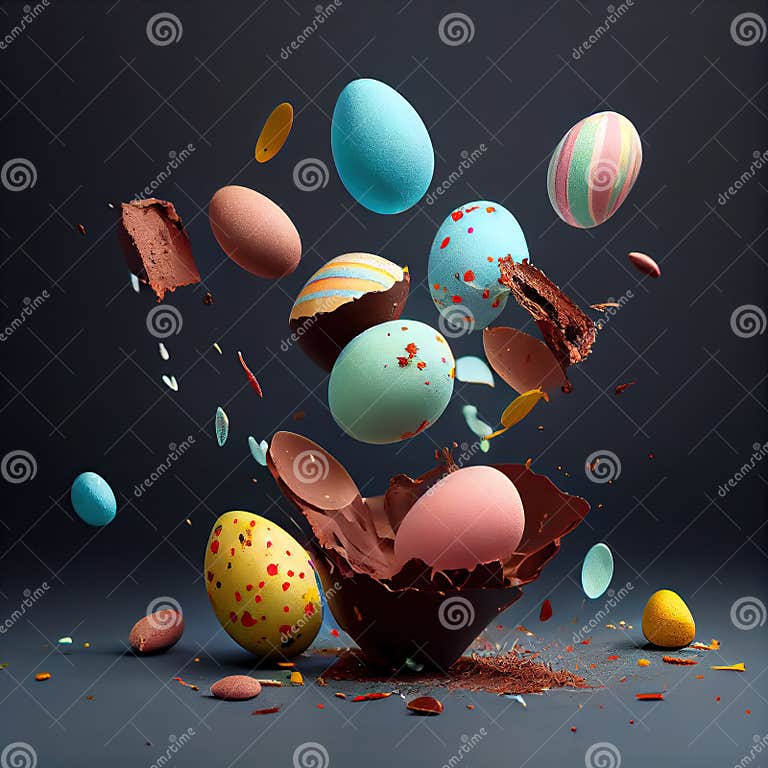 A Chocolate Cupcake Exploding with Easter Eggs Stock Illustration ...