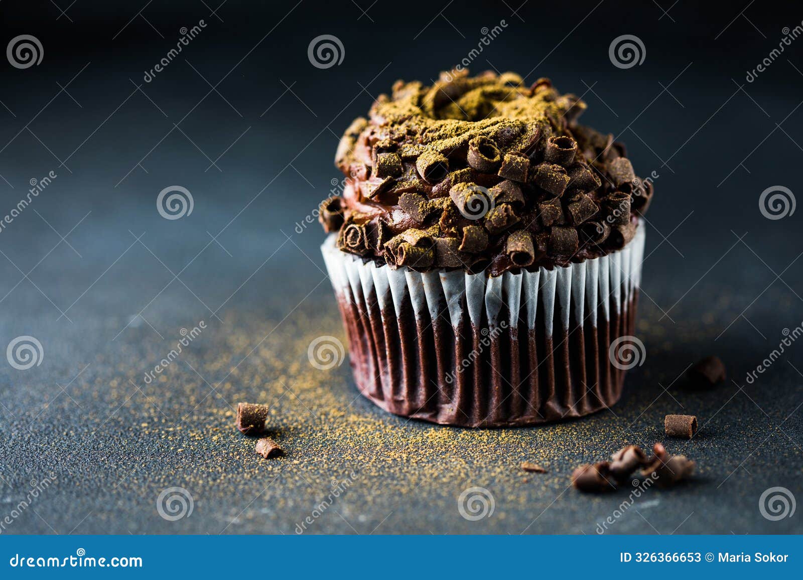 Chocolate Cupcake with Golden Powder for the Birthday Stock Image ...