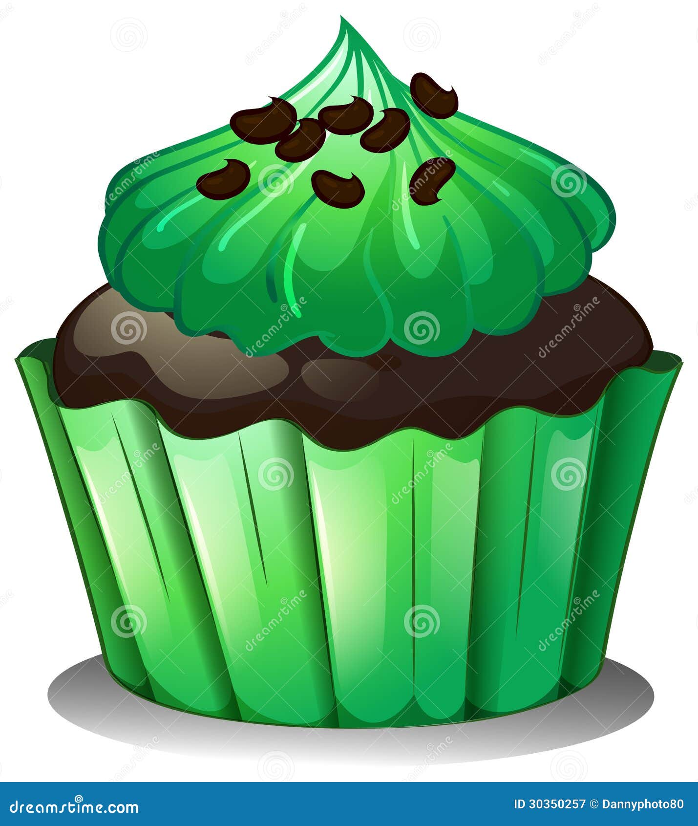 A Chocolate Cupcake With Green Toppings Stock Vector - Illustration of ...