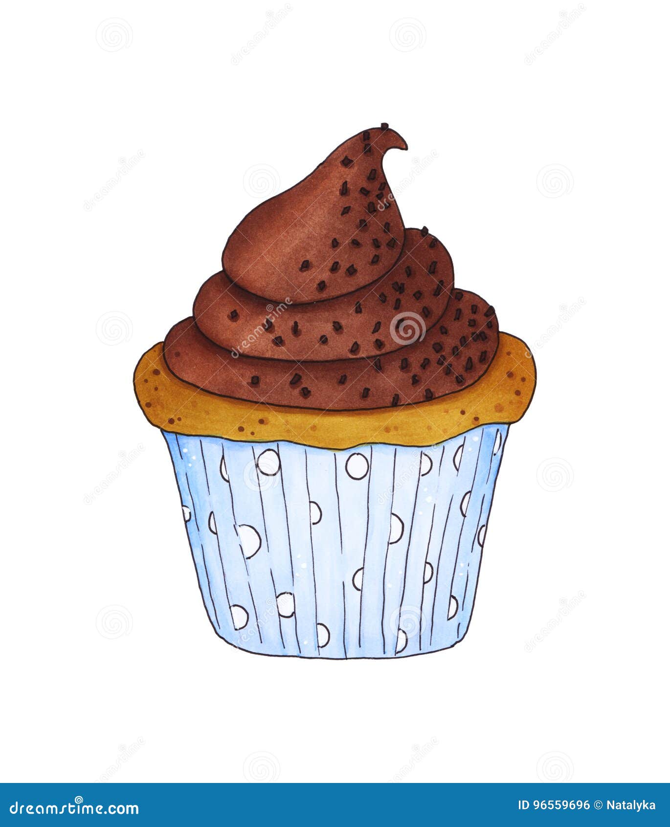 Chocolate Cupcake Isolated on White Background. Stock Illustration ...