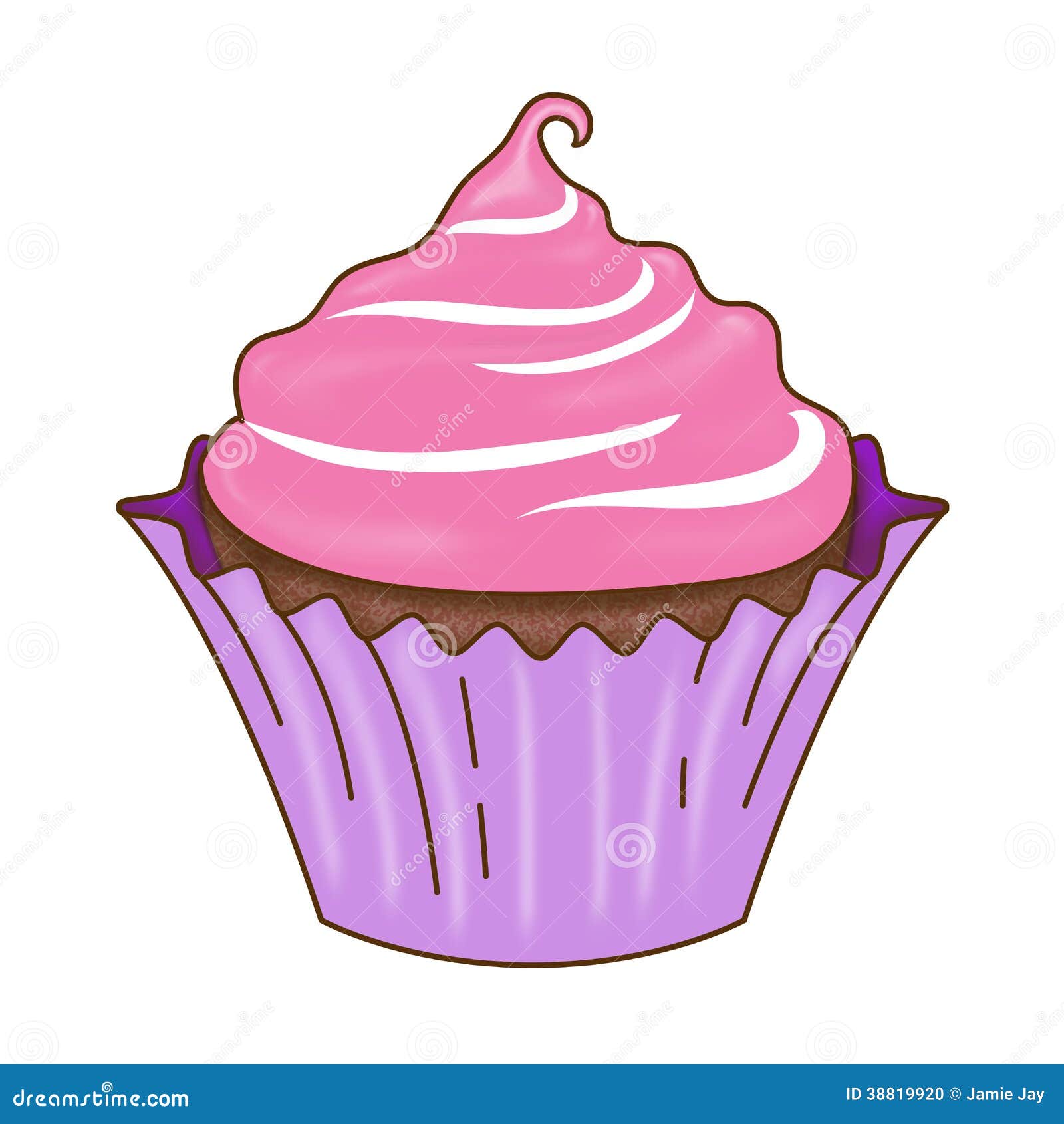 Chocolate Cupcake Pink Icing Stock Illustration - Illustration of ...
